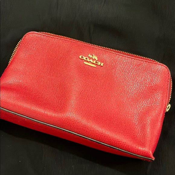 Coach | Bags | Coach Vibrant Red Leather Pouch | Poshmark